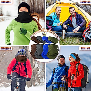 SATINIOR 12 Pcs Winter Neck Gaiters Fleece Neck Warmers Thermal Face Scarf Drawstring Neck Scarf and Ear Warmers Headbands Ear Muffs Head Wrap Fleece Ear Muffs for Men Women Outdoor Sport Activities