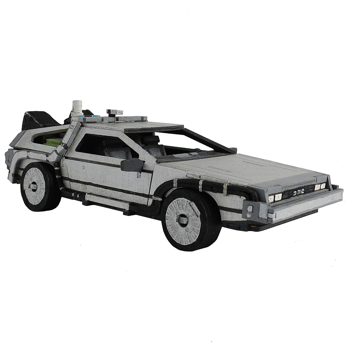 Back to The Future Delorean 3D Wood Puzzle & Model Figure Kit (154 Pcs) - Build & Paint Your Own 3-D Movie Car Replica Toy, No Glue Required - Easter Basket Gift for Kids, Teens, Adults 10+
