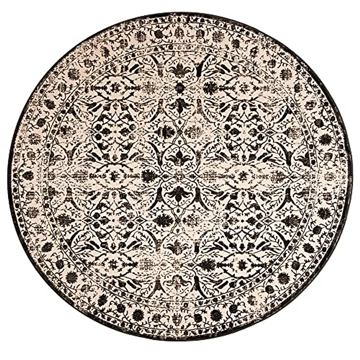SAFAVIEH Brilliance Collection 6'7" Round Cream / Black BRL502C Vintage Oriental Area Rug