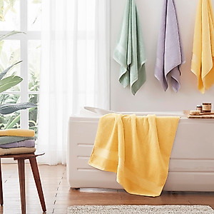 COZYART Light Yellow Luxury Bath Towel Set, Turkish Cotton Hotel Towel Bulk for Bathroom, Thick Bathroom Set of 6 Pcs with 2 Large Bath Towels, 2 Hand Towels, 2 Washcloths, 650 GSM.