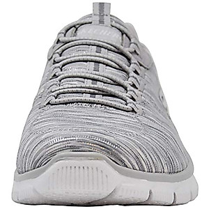 Skechers Women's Empire Game On Fashion Sneaker, Silver/White, 8.5 W US