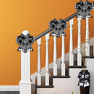 AnyDesign 30 Yards Halloween Wired Edge Ribbon 5 Roll Spooky Boo Ghost Spider Wed Checks Decorative Ribbon Black White Halloween Craft Fabric Ribbon for Wreath Bow Making DIY Gift Wrapping Supplies