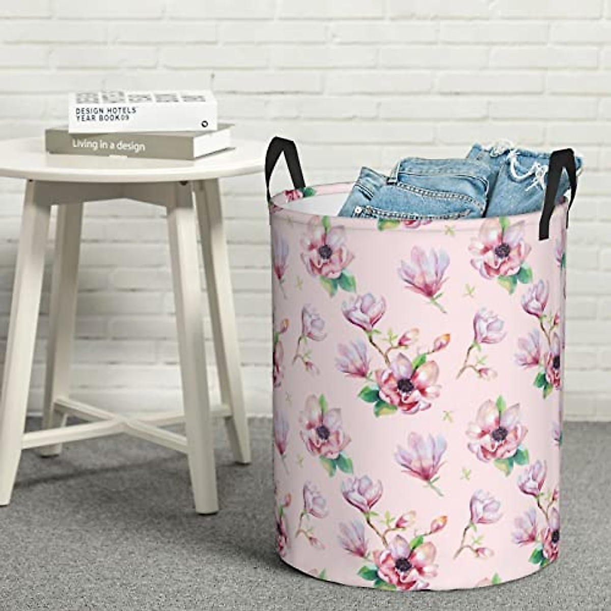 Laundry Basket Magnolia Flower Hampers for Laundry with Handles