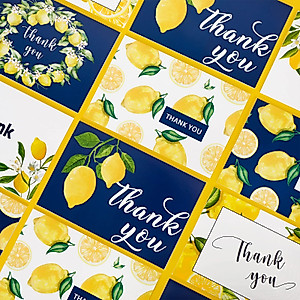 AnyDesign Lemon Thank You Cards Bulk 36 Pack Summer Thank You Cards with Matching Seal Stickers White Envelopes for Wedding, Baby Shower, Bridal Party and All Occasions