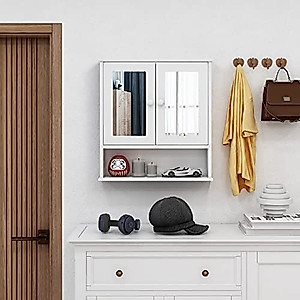 TaoHFE White Bathroom Medicine Cabinet and White Bathroom Storage Cabinet Set,Towel Cabinet for Bathroom Floor Cabinet and Bathroom Medicine Cabinet with Mirror Set