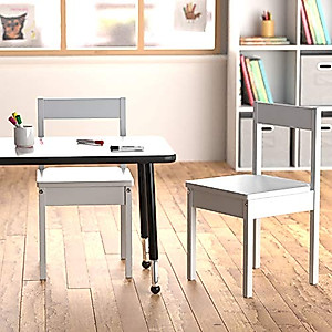 Amazon Basics Solid Wood Kids Activity Chair Set, 23.8-Inch Height - 2-Pack, White