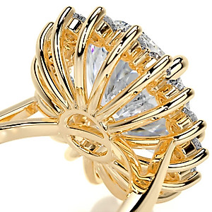 Solid Gold Handmade Wedding Ring 2 CT Oval Cut Moissanite Diamond Halo Bridal Engagement Rings for Anniversary Propose Gifts (18K Solid Yellow Gold)