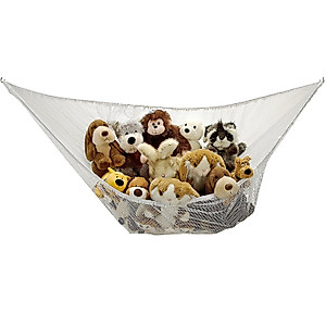 Jumbo Toy Hammock - Organize Stuffed Animals or Children's Toys with The mesh Hammock. Looks Great with Any décor While neatly organizing Kid’s Toys and Stuffed Animals. Expands to 5.5 feet - White