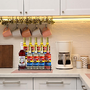 Coffee Syrup Organizer Rack, 2 Tier Coffee Syrup Stand Holder for Coffee Bar, 10 Bottles Wine Bottle Holder, Coffee Station Organizer Storage Shelf for Cocktail, Dressing, Coffee Bar Accessories