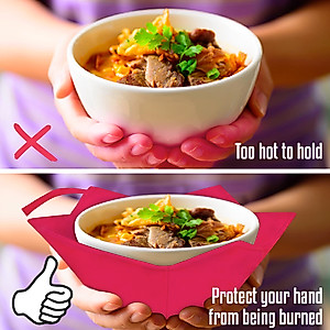 Set of 5 Bowl Holders, Cotton Huggers for Microwave, Cozy and Heat Resistant, Multicolor Bowl Holders, Heating or Warming Soup and Other Foods, Machine Washable, Oven Mitt Included