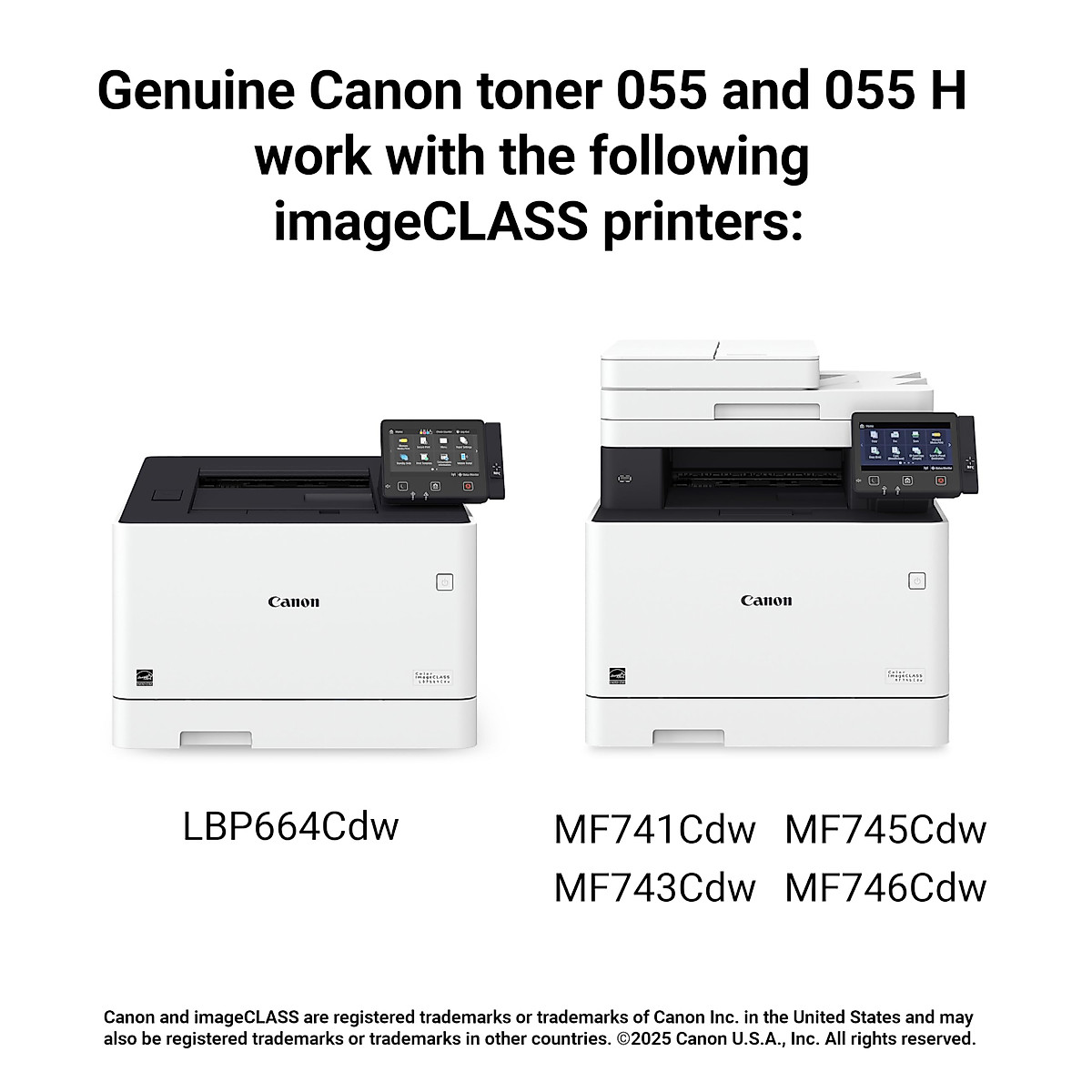 Canon Genuine Toner, Cartridge 055 Black (3016C001) 1 Pack, for Canon Color imageCLASS MF741Cdw, MF743Cdw, MF745Cdw, MF746Cdw, LBP664Cdw Laser Printers