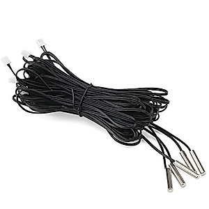 10K Temperature Sensor Probe, DROK 5pcs 1 Meter Waterproof Temp Sensor Probe, Stainless Steel 3950 NTC Temp Sensor Probe, Digital Temperature Transmitter Extension Cable