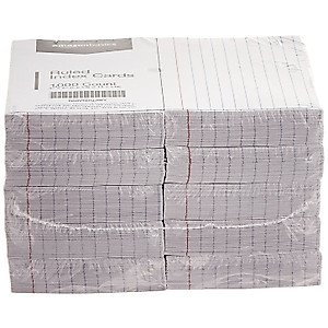Amazon Basics Ruled Lined Index Cards - 3x5 Inches (10 Packs of 100)