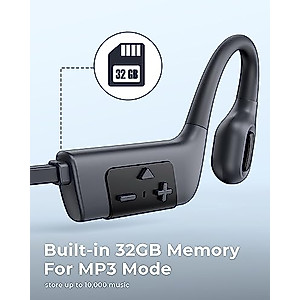 BEARTAIN Bone Conduction Headphones Swimming Headphones IP68 Waterproof Wireless Bluetooth 5.3 Earphones Open Ear Sports Headset with MP3 Player Ultra Light Headphones for Swimming Running