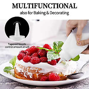 Squeeze Bottles for Sauces,16oz Plastic Bottles with Squeeze Top Set of 6 Refillable Clear Squeeze Bottle with Squirt Nozzle,Leakproof Lid and Measurements for Ketchup, Sauces, Cooking Oil, Syrup