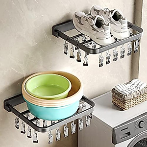 NEWRAIN Clothes Drying Rack, Aluminum Alloy Laundry Clothing Drying Hanger with 26 Pegs for Drying Towels, Bras, Lingerie, Baby Clothes，Socks