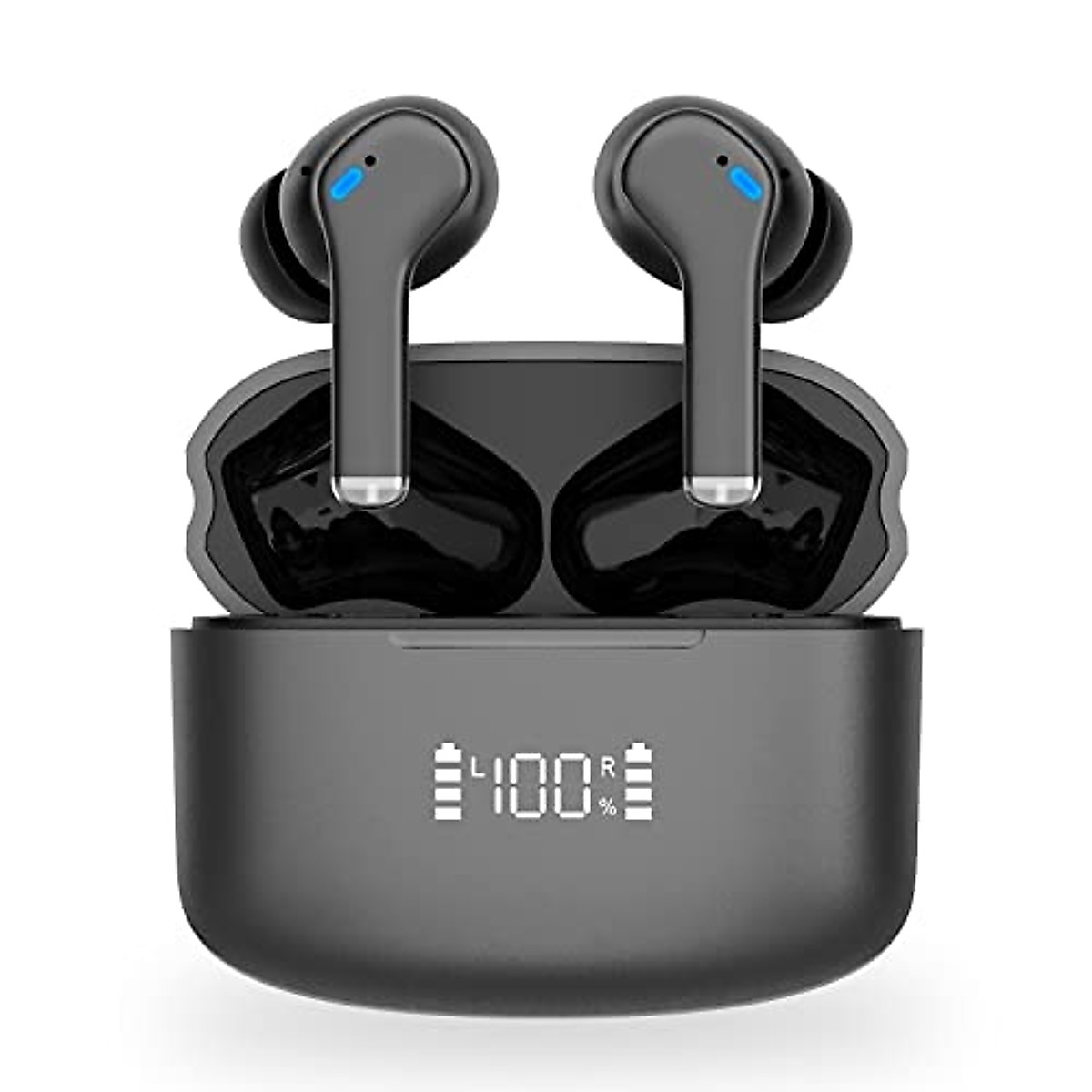 Wireless Earphones, Eranova Bluetooth Earbuds 4 Mics ENC Noise Canceling 30H Playtime IPX6 Waterproof Deep Bass Touch Control USB-C Fast Charge in-Ear Headphones for iPhone Android Sports Black