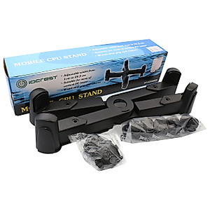 IO CREST Mobile Desktop Tower Computer Floor Stand Rolling Caster Wheels and Adjustable Width from 6 to 10 Inches