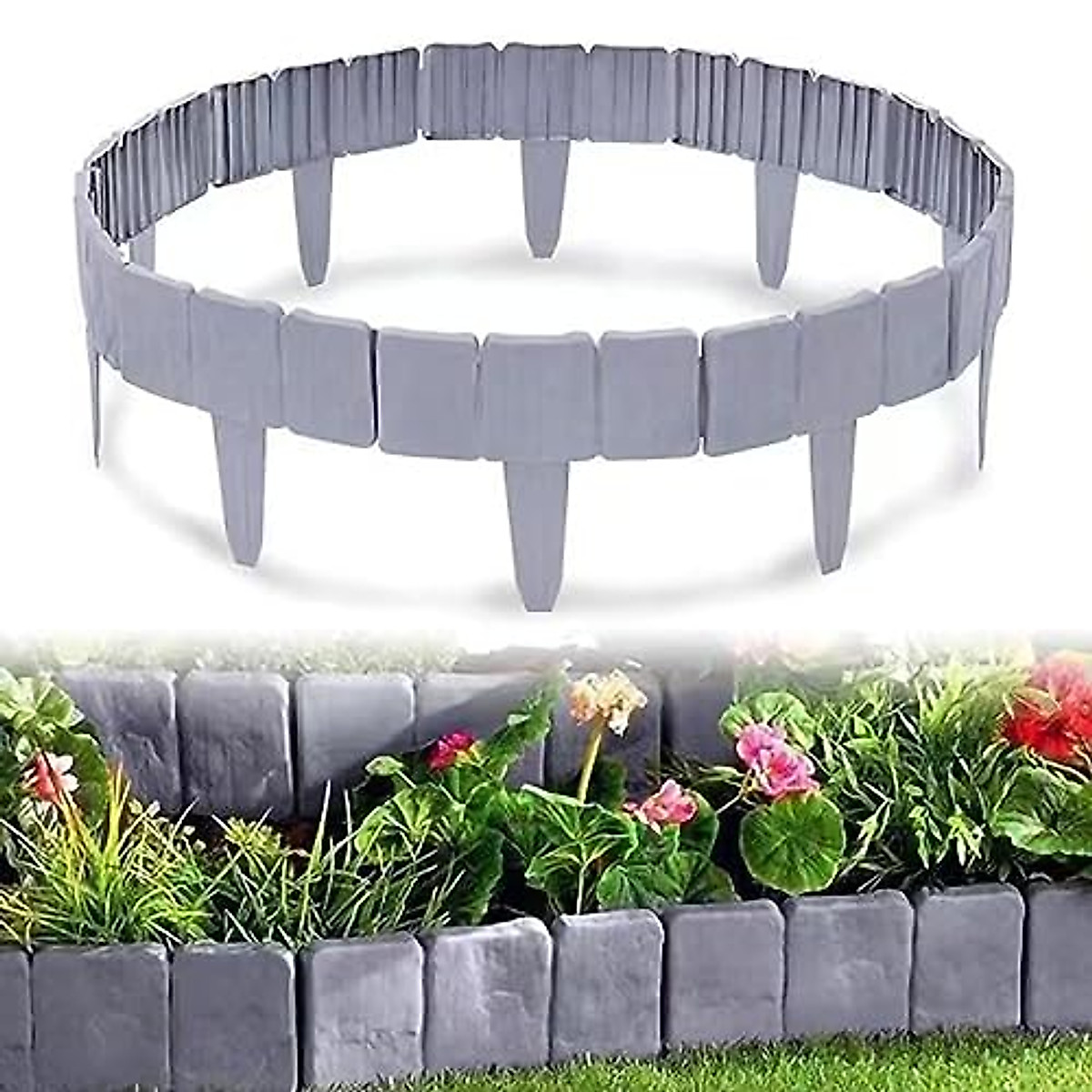 10pcs Faux Stone Garden Edging Border - Anti-deform Design, Yard and Garden Landscape Edging
