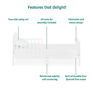 Dream On Me Classic Design Toddler Bed in White, Greenguard Gold Certified