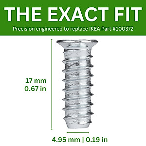 Spare Hardware Parts Self Unit, Table, Drawer, Bed Frame, Nightstand Screw (Replacement for IKEA Part #100372) (Pack of 10)