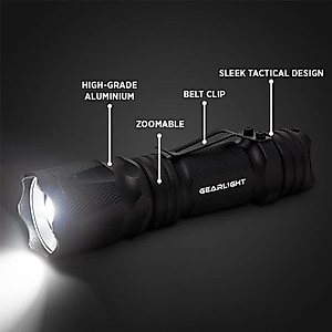 GearLight M3 Mini LED Flashlight - 2 Bright, Small Tactical Flashlights with High Lumens and Pocket Clip for Camping, Outdoor & Emergency Use ﻿