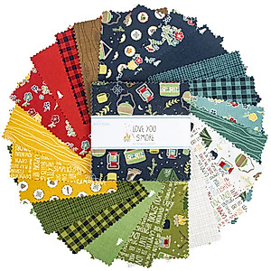 Love You S'More Riley Blake 5-inch Stacker, 42 Precut Fabric Quilt Squares by Gracey Larsen, Assorted