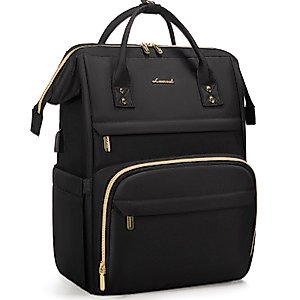 LOVEVOOK Extra Large Travel Laptop Backpack Women, 18 Inch Womens Work Backpack Purse, Waterproof Anti-theft Travel Back Pack with USB Charging Port for College Teacher Nurse, Black
