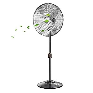 ARLIME16 Inch Oscillating Standing Floor Fan, All Metal Pedestal Fan with Height Adjustable, 4 Blades, and 3 Speed Settings, Powerful and Quiet, Wide Spread Stand Fan for Home, Office, Shop (Black)