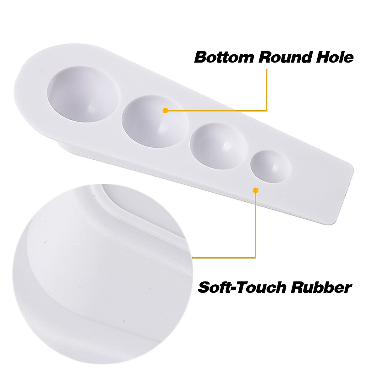 FASTENER TREE 4 Pack Door Stop Wedge, White Door Wedge Stoppers Rubber Door Holder Works on Tile, Concrete, Carpet, Wooden Floor 1" High