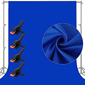 10 X 7 FT Royal Blue Screen Backdrop for Photography, Chromakey Background for Video Self Tape Audition Zoom Meeting Photoshoot Gaming YouTube, Polyester Cloth Fabric Curtain Sheet with 4 Clamps