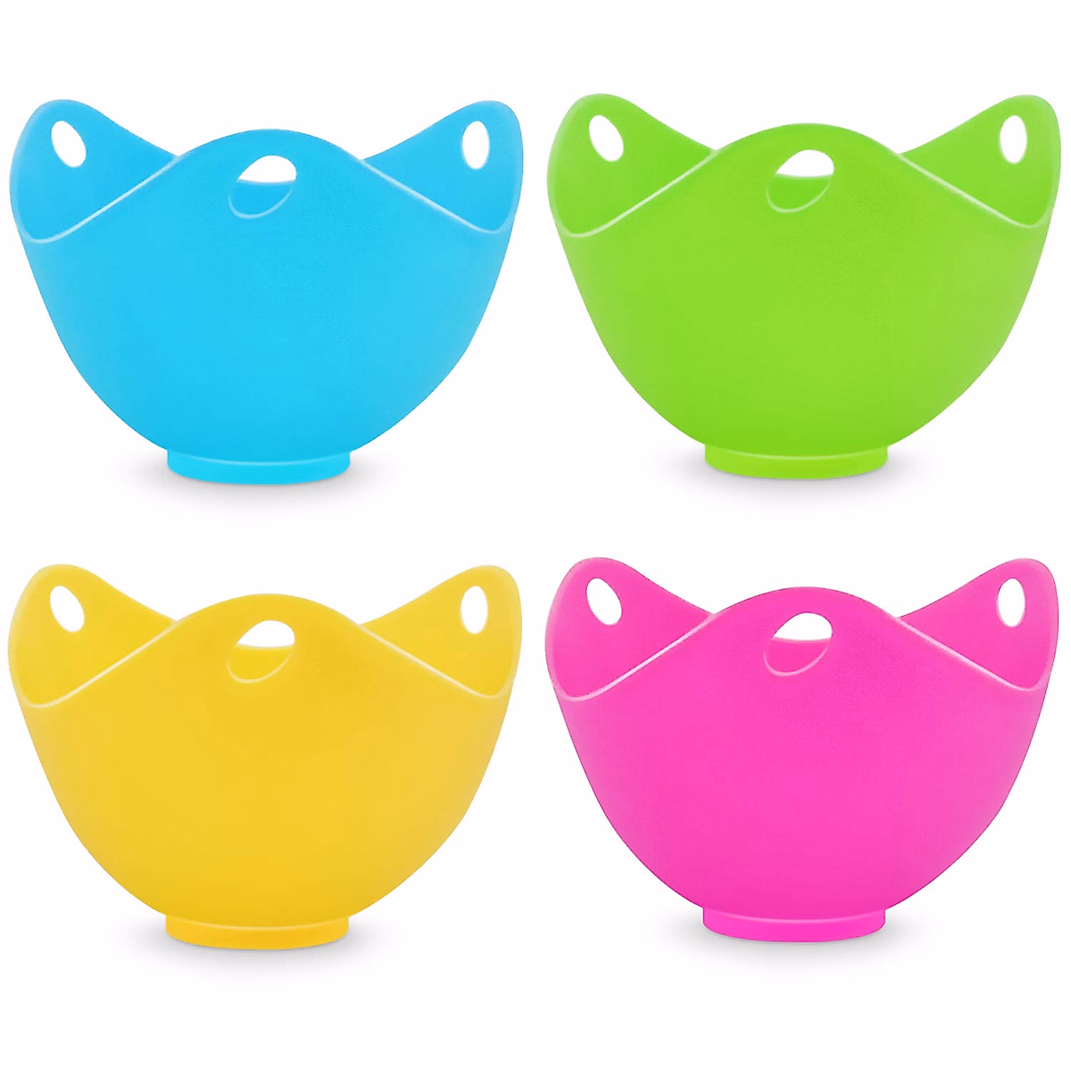 Poached Egg Cup Pack of 4,Silicone Egg Poacher Cups with Ring Standers,Eggs Poaching Cups for Stovetop or Microwave Egg Cooking, Easy Release and Cleaning - BPA Free,Stove Top and Dishwasher Safe