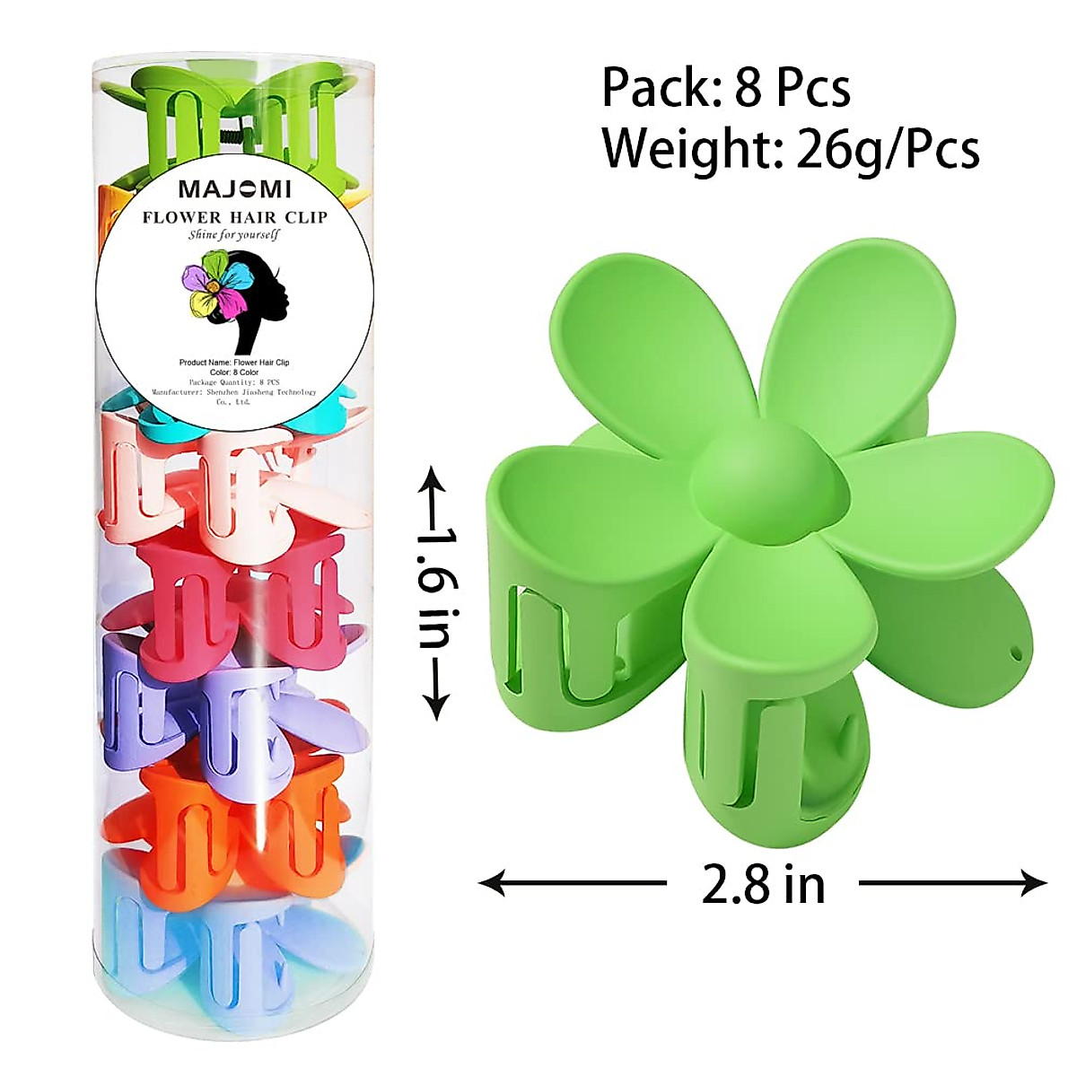 Hair Claw Clips Flower Hair Clips 8PCS Cute Hair Clip Matte Hair Clips Big Claw Clip Strong Hold Daisy Clip Barrettes Large Hair Clamps Thin Hair Accessories Thick Hair For Women Girls Gifts 8 Colors