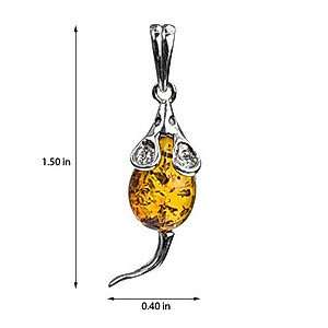 Ian and Valeri Co. Amber Sterling Silver Mouse Pendant Necklace Chain 18 Inches