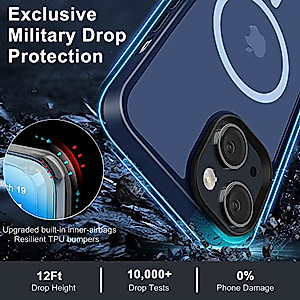 PTz Worlds - Case Compatible with iPhone 14 6.1”, Translucent Dark Blue, Anti Fingerprint, Anti Scratch, Non Slip, Ultra Slim & Sleek, Shockproof, Military Grade Protection