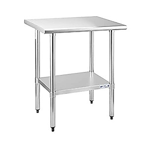 Hally Stainless Steel Table for Prep & Work 24 x 30 Inches, NSF Commercial Heavy Duty Table with Undershelf and Galvanized Legs for Restaurant, Home and Hotel