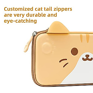 GeekShare Cat Ears Carry Case Compatible with Nintendo Switch/Switch OLED - Portable Hardshell Slim Travel Carrying Case fit Switch Console & Game Accessories (Yellow, Small)