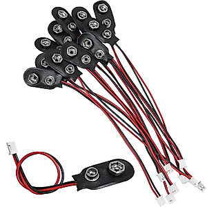LUORNG I Type Battery Clip Lead Wire 10PCS 15cm 9V Battery Snap to 2-Pin PH2.0 Connector Cable,9 V Battery Clip Connector