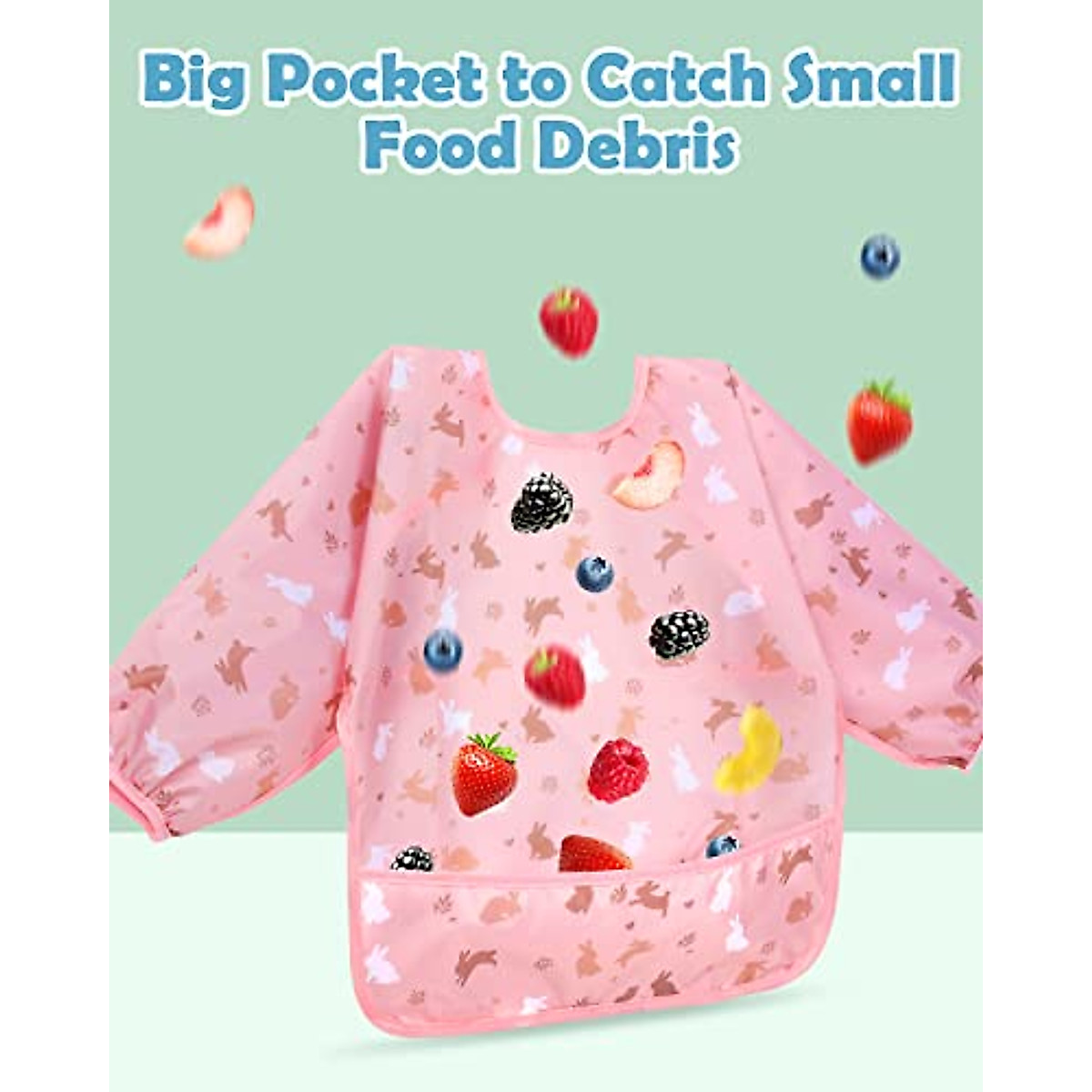 Lictin Baby Bibs for Boy or Girl - Baby Bibs for Eating, Long Sleeve Bib, Waterproof Toddler Bibs, 0-24 Months Neutral Baby Smock, Reusable Infant Baby Bibs for Feeding Teething or Weaning 5 Pcs