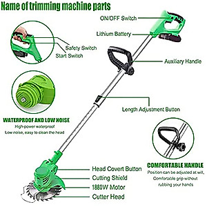 Cordless String Trimmer Electric Weed Eater Battery Powered 24v Weed Wacker 3-in-1 Cutting Tool Lawn Trimmer Edger Height Adjustable Low Noise Brush Cutter for Lawn, Yard, Garden, Bush1