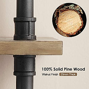 ivinta Industrial Bookshelf 3 Shelf Bookcase, Rustic Storage Shelf Plant Shelf Vintage Kitchen Shelves, Farmhouse Etagere Heavy Duty Display Shelf Wide Modern Open Pipe Book Case (3-Tier)