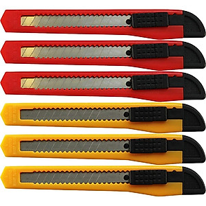Utility Knife Box Cutter Retractable Blade Snap off Razor Knife with Safety lock 5" Wholesale lot (6 Pack)