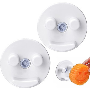 Self-Draining Sponge Holder with Suction Cup Installation, Sponge Organizer for Bathroom and Kitchen Sink, Dishwasher Safe Sponge Storage for Smiley Round Sponges (No Sponges Included) 1-Pack