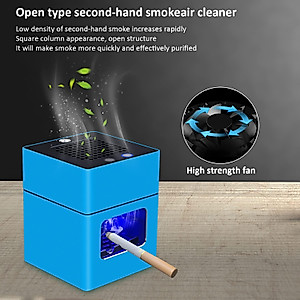 VTAR Ashtray Smokeless with Lighter USB-C Rechargeable Indoor Household or Office Smoke Exhaust Ashtray(Blue)