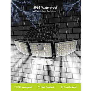 soysout Solar Outdoor Lights, 3000LM 176 LED Security Lights with Remote Control, 4 Heads Motion Sensor Lights, IP65 Waterproof Outdoor Floodlights