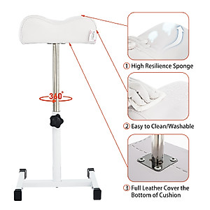 QUEESALN Pedicure Stand Footrest Stand Adjustable Height Technician SPA Beauty Stand Stool with Non-Slip SPA Salon Home Equipment White