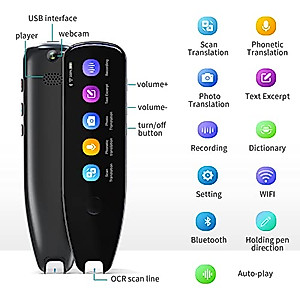 Vormor OCR Pen Scanner and Reader,Smartpen,Real Time Book Reader Scanning Pen with LCD Touchscreen, 112 Language Digital Reader Pen Voice Language Translator Device, Speech and Scan to Translate