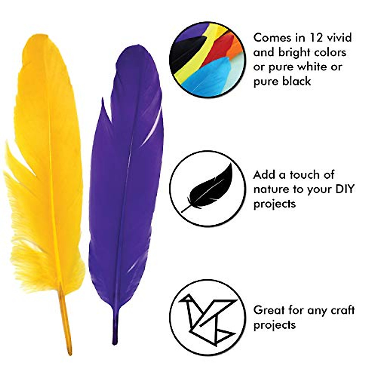 120pcs Colorful Goose Feathers for DIY Crafts, Jewelry Making, Wedding, Home or Party Decorations, 12 Colors (6-8 Inches)