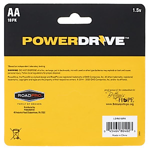 PowerDrive LDR618PK Alkaline AA Batteries - 18-Pack