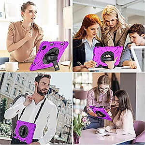 GROLEOA for iPad Pro 12.9 Inch Case 2022/2021 (6th 5th Generation): Military Grade Full-Body Protective Cover Case for iPad Pro 12.9 6th/5th Gen - Rotating Stand - Hand/Shoulder Strap, Purple